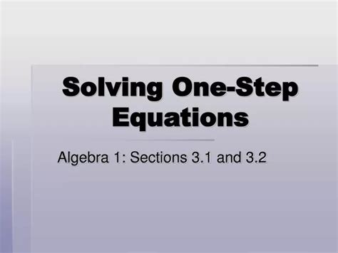 PPT Solving One Step Equations PowerPoint Presentation Free Download ID