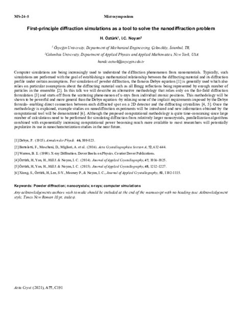 Pdf First Principles Diffraction Simulations As A Tool To Solve The Nanodiffraction Problem