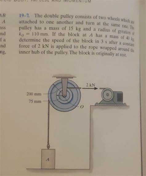 solved 19 7 the double pulley consists of two wheels which