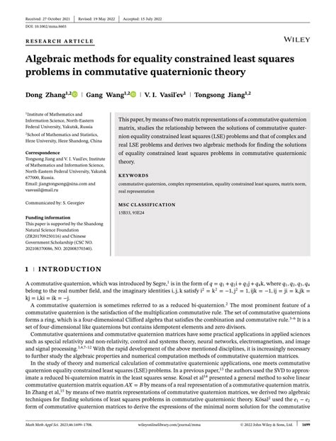 Algebraic Methods For Equality Constrained Least Squares Problems In