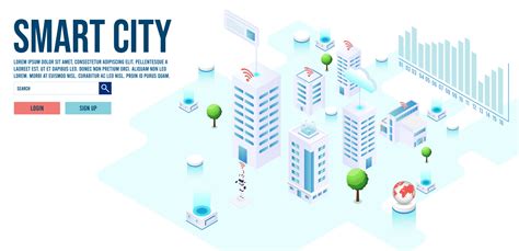 3d Isometric Smart City Concept With Smart Services Internet Of Things Network Public Park