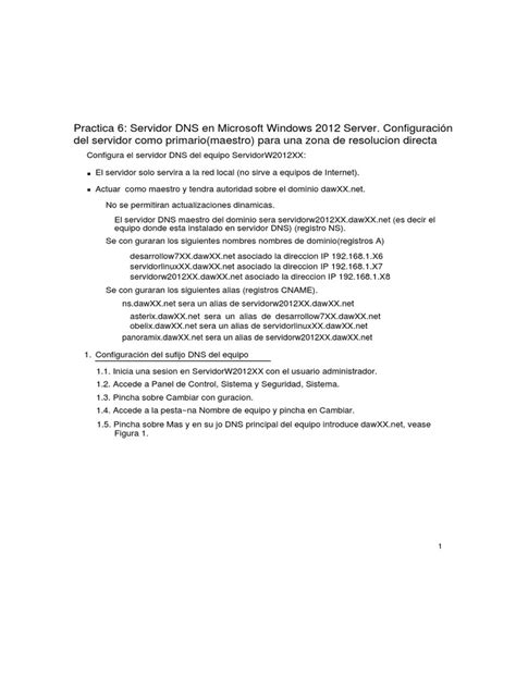 Práctica 2 6 Servidor Dns En Microsoft Windows 2012 Server 2 Pdf Sistema De Nombres De