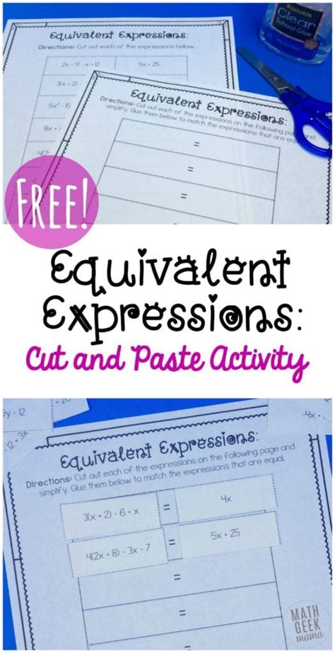 Simplify Expressions Equivalent Expressions Activity FREE