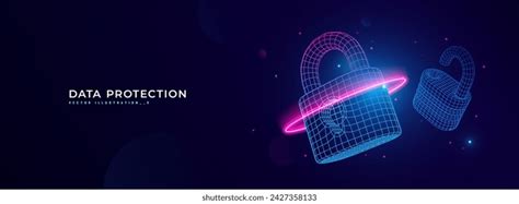 Futuristic Cyber Security Vector Illustration Data Stock Vector Royalty Free 2427358133