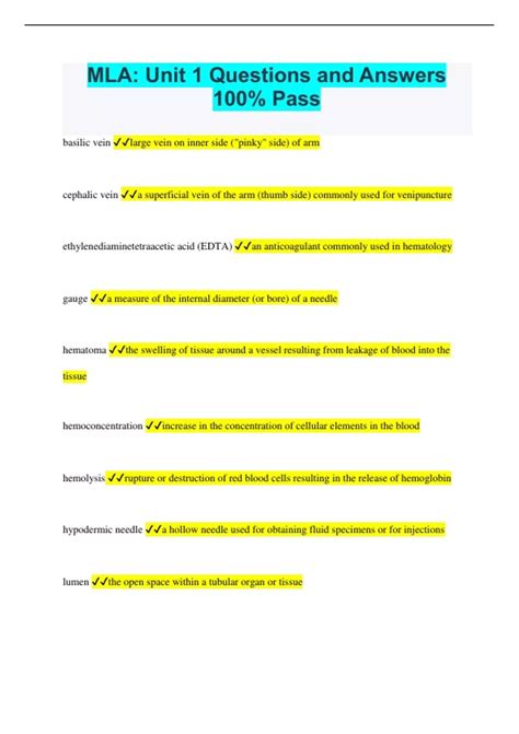 Mla Unit 1 Questions And Answers 100 Pass Mla Stuvia Us