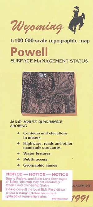 Blm 30 X 60 Surface Management Map Of Powell Wy Quadrangle Wsgs