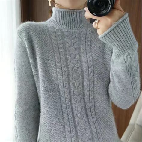 Купити Пуловер Кашеміровий светр Осінь і зима Новий напіввисокий комір Теплий вільний підкладний