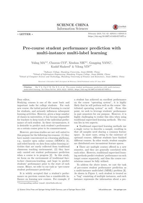Pdf Pre Course Student Performance Prediction With Multi Instance