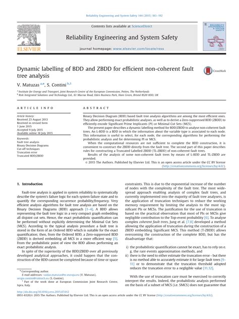 Pdf Dynamic Labelling Of Bdd And Zbdd For Efficient Non Coherent Fault Tree Analysis