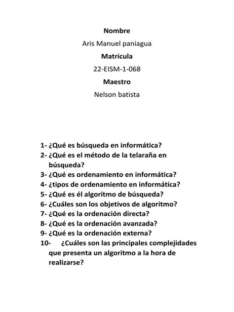 Algoritmo De Busquedad Y Ordenacion Pdf