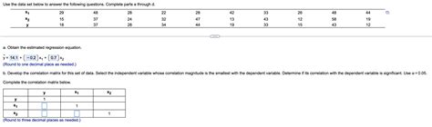 Solved Use The Data Set Below To Answer The Following Chegg