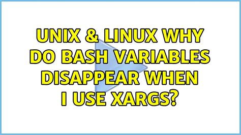 Unix And Linux Why Do Bash Variables Disappear When I Use Xargs Youtube