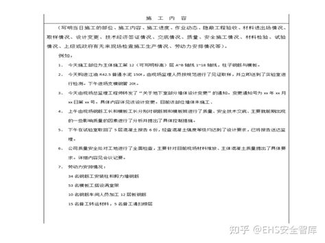 施工日志和安全日志的规范写法 知乎