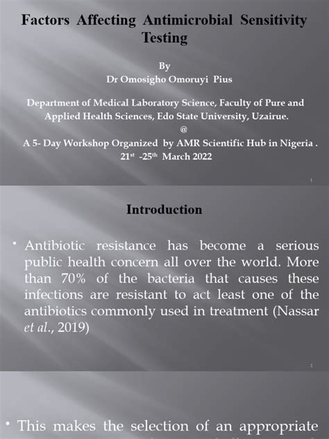 Factors Affecting Antimicrobial Susceptibility Testing Pdf