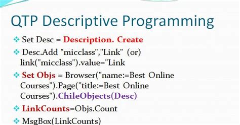 Qtp Descriptive Programming With Real Time Examples