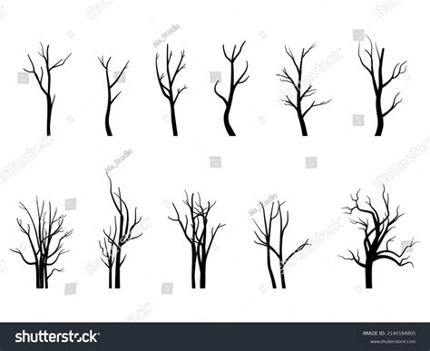 Nude Tree Silhouette Set Tree Without Stock Vector Royalty Free 2140184805 Shutterstock