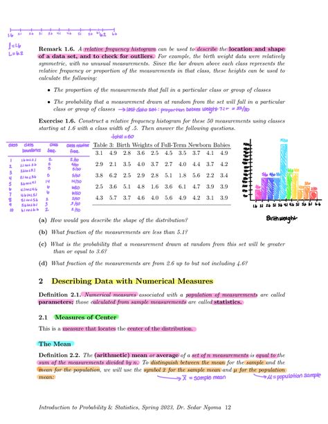 Lecture Note 1 Statistical Description Of Data And Describing Data With Numerical Measures