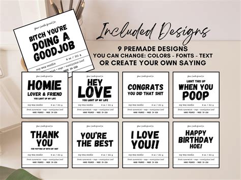 Funny Candle Label Candle Label Template Candle Label Template Editable Candle Label Template