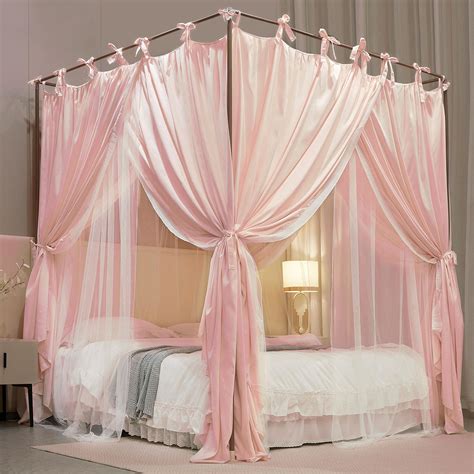 Aiooo 4 Corners Post Princess Curtain Bed Canopy Double