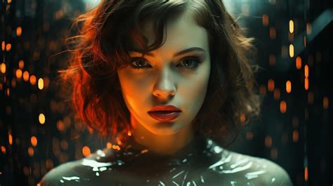 Premium Ai Image Portrait Of A Beautiful Woman In A Wet Dress With