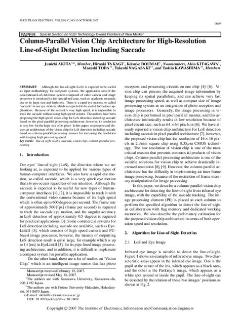 Pdf Column Parallel Vision Chip Architecture For High Resolution Line