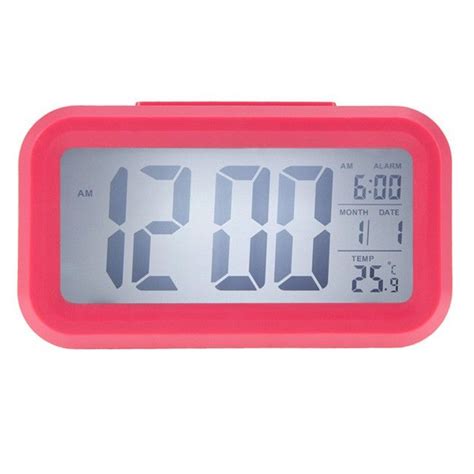 Pink Digital Backlight Time Date Temperature Display LED Alarm Clock Light Activated Sensor