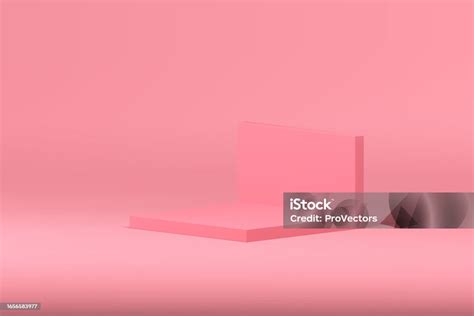 분홍색 3d 사각형 연단 받침대는 제품 홍보 현실적인 벡터를 위한 직사각형 벽 배경 등측투영법에 대한 스톡 벡터 아트 및 기타