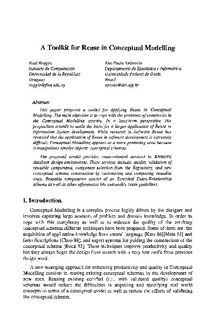 pdf a toolkit for reuse in conceptual modelling