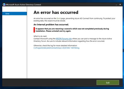 fix an error occurred executing configure aad sync task an error