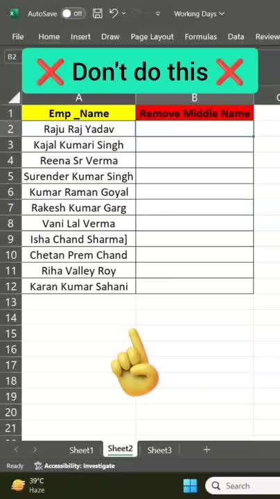 How To Remove Middle Name In Microsoft Excel Vijeta Kumari Posted On