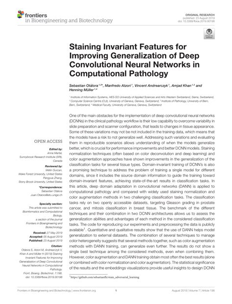 Pdf Staining Invariant Features For Improving Generalization Of Deep Convolutional Neural