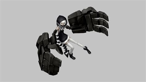 White Hair Black Rock Shooter Series Strength Black Rock Shooter Short Hair Tail Simple