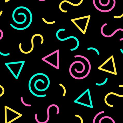 Seamless Pattern Of Squiggles On A Black Background Random Fun Colored