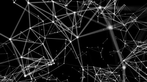 Black Abstract Background Digital Connection Moving Dots And Lines