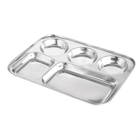 Steel Partition Plate 3 In1 Dinner Plate Set Of 6 Utensils Partition