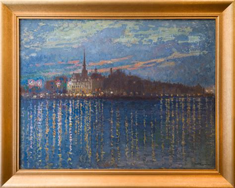 Axel Erdmann Pointillism City View Over Gamla Stan Stockholm 1910