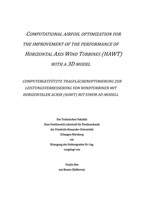Pdf Computational Airfoil Optimization For The Improvement Of The Performance Of Horizontal