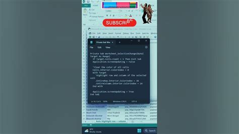 shorts auto highlight row and column viral excel youtube