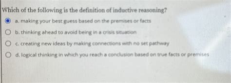 Solved Which Of The Following Is The Definition Of Inductive