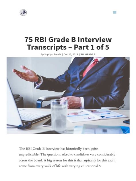 75 Rbi Grade B Interview Transcripts Part 1 Of 5 Supriyo Panda