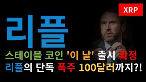 리플 전망 스테이블 코인 이 날 출시 리플의 단독 폭주 무려 100달러까지 Youtube