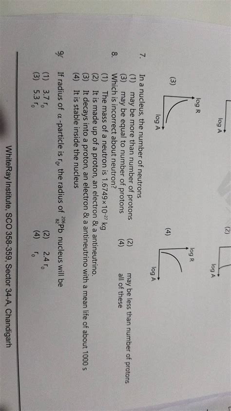 If Radius Of α Particle Is R0 The Radius Of 82206 Pb Nucleus Will Be