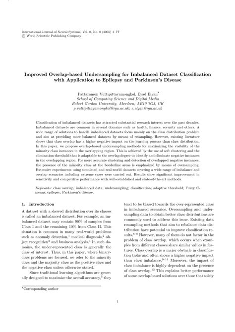 Pdf Improved Overlap Based Undersampling For Imbalanced Dataset Classification With