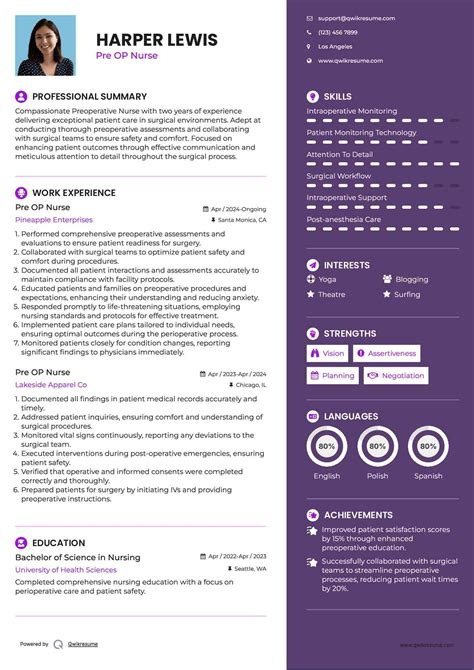 Perioperative Nurse Resume Samples Qwikresume
