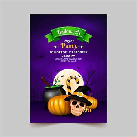 현실적인 할로윈 세로 포스터 템플릿 무료 벡터