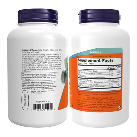 Silica Complex (Complexo de Sílica) 180 Tabletes - Now Foods - BH ...