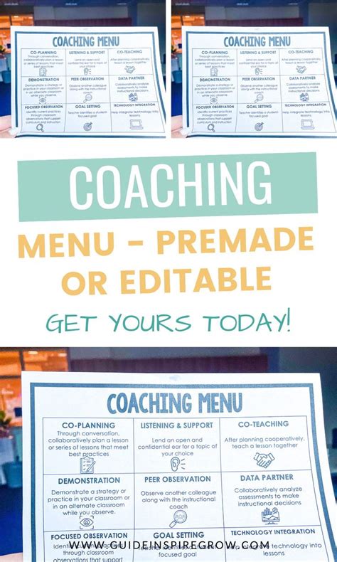Instructional Coaching Menu Editable Instructional Coaching
