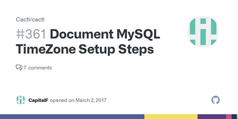 Document Mysql Timezone Setup Steps · Issue 361 · Cacticacti · Github