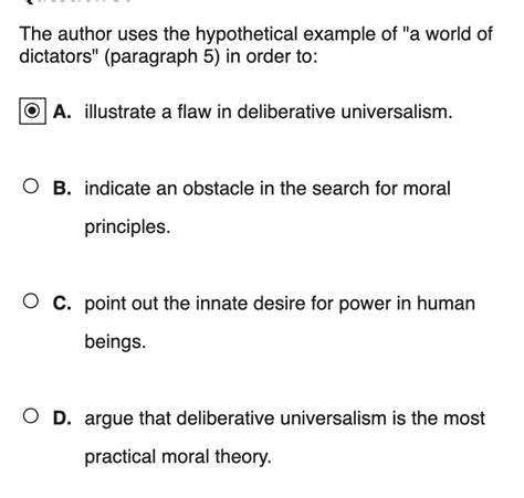 Solved The Author Uses The Hypothetical Example Of A World