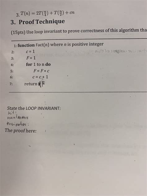 Solved 3tn 2t Tcn 3 Proof Technique 15pts Use